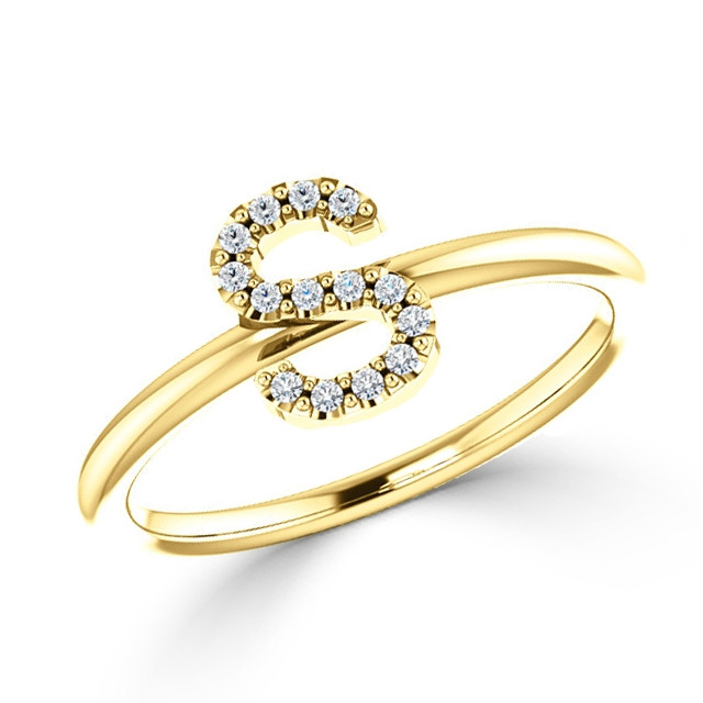 Stackable Diamond Initial Ring | POSH Mommy Jewelry